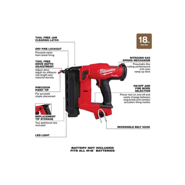 Milwaukee 2746-20 M18 Fuel 18 Gauge Brad Nailer (Tool Only) | OC Tool House