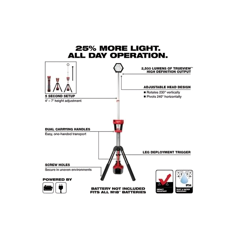 Milwaukee 2131-20 M18 Rocket Dual Power Tower Light (Tool Only) | OC ...